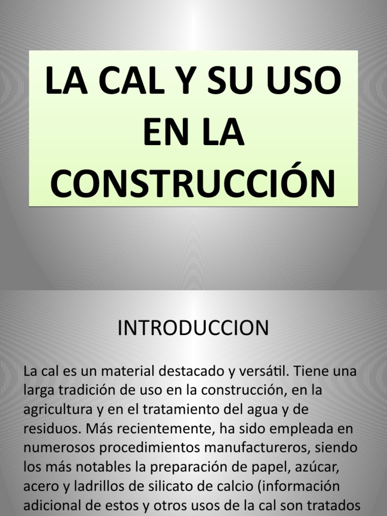 LA CAL Y SU USO EN LA CONSTRUCCIÓN | PDF | Materiales de construcción ...