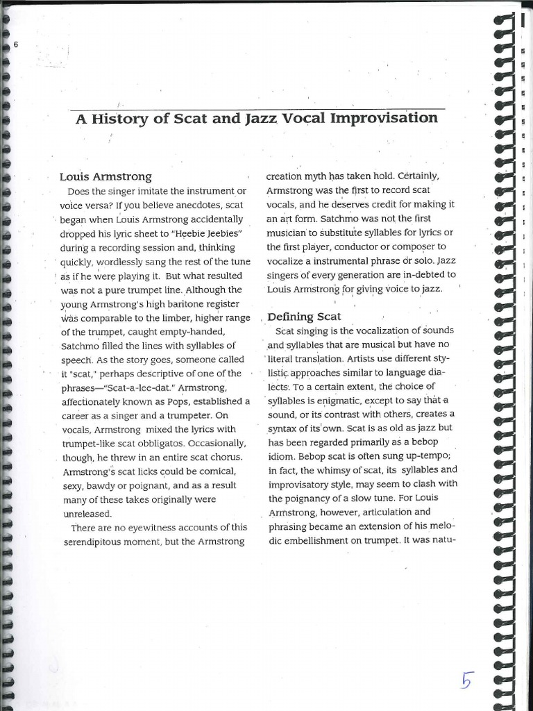 A History of Scat and Jazz Vocal Improvisation | PDF