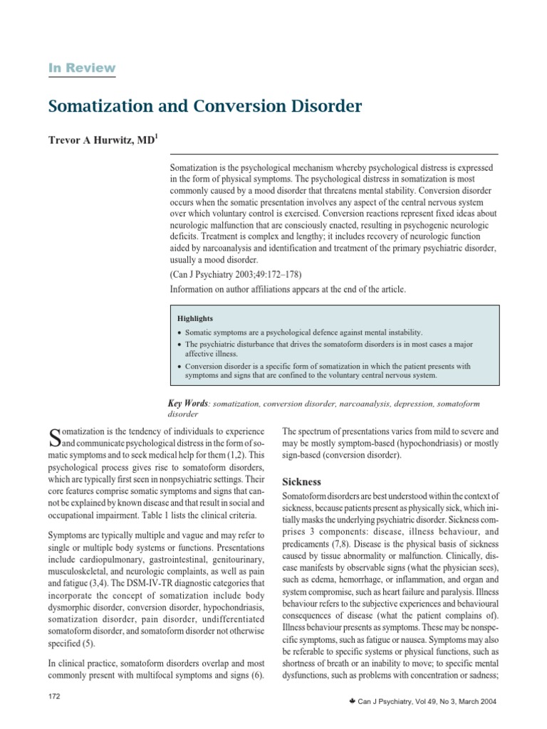 Somatization and Conversion Disorder: in Review | PDF | Mental Disorder ...