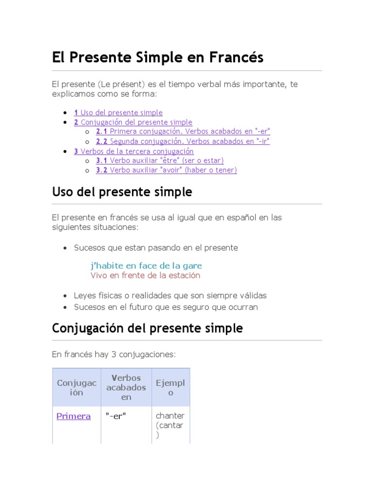 El Presente Simple en Frances33 | PDF | Conjugación gramatical | Verbo