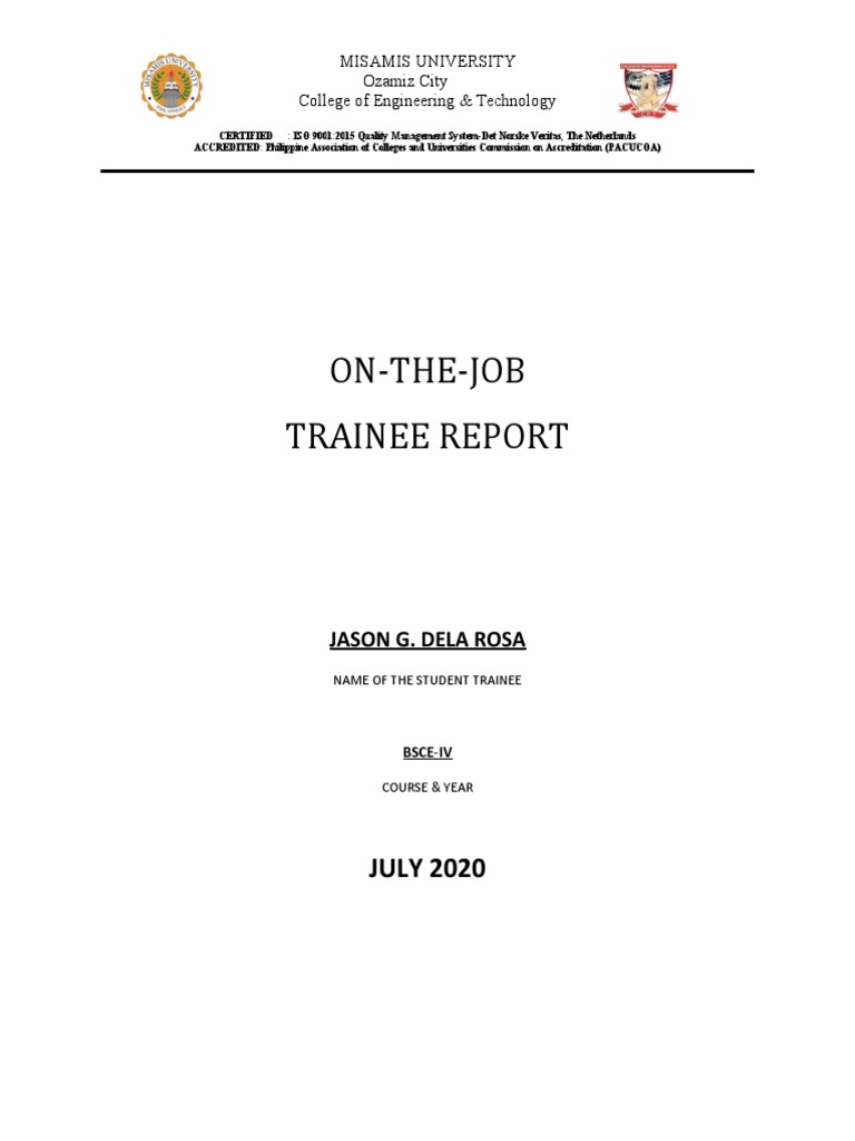 Misamis University Engineering Trainee Report | PDF