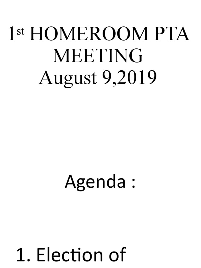 1st HOMEROOM PTA MEETING | PDF