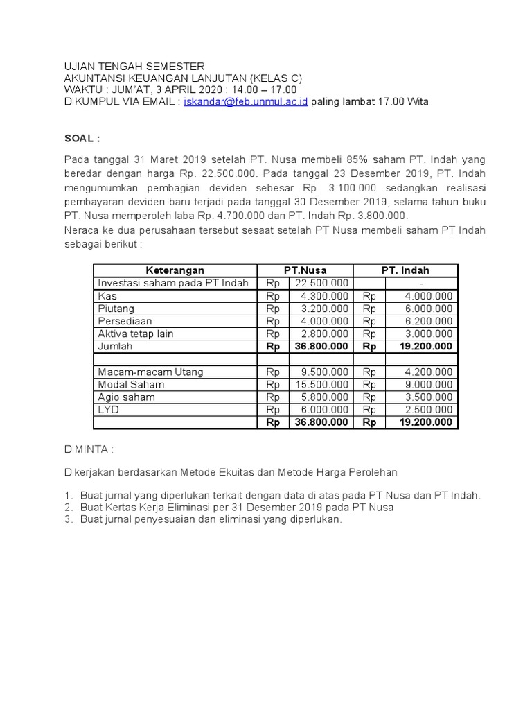 SOAL UTS Akl 2 | PDF