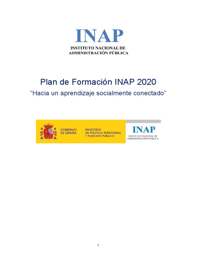Plan de Formación INAP 2020 | PDF | Administración Pública | Aprendizaje