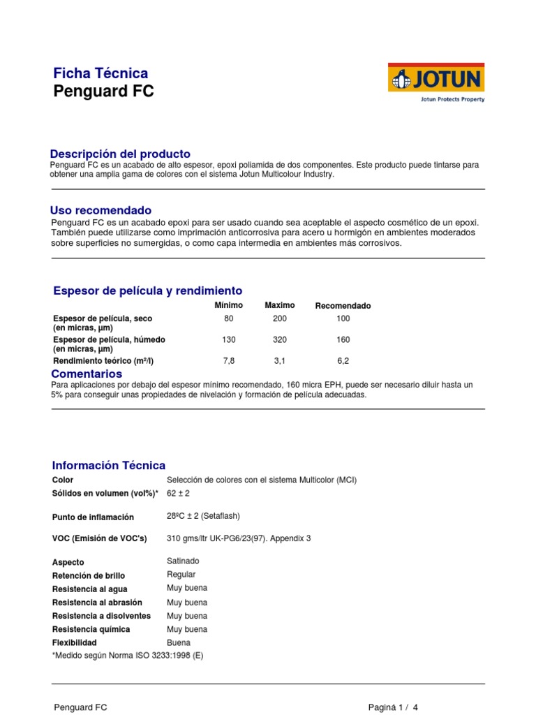 TDS - Penguard FC - Spanish (Es) - Issued.26.11.2010 | PDF | Aluminio ...