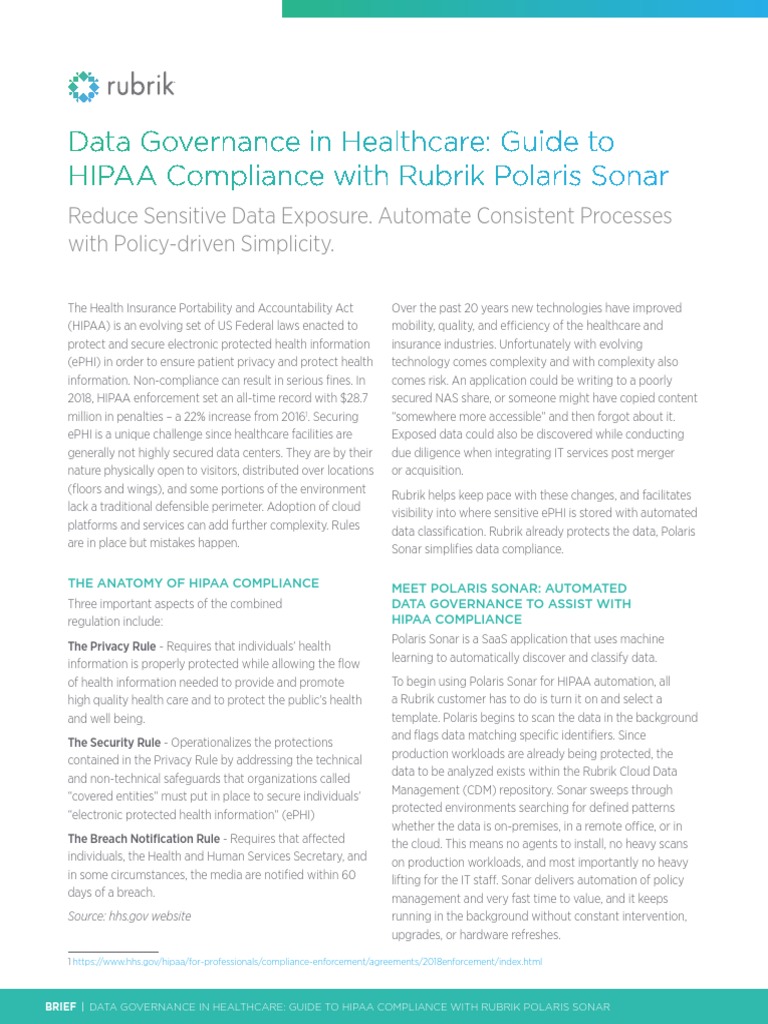 Data Governance in Healthcare: Guide To HIPAA Compliance With Rubrik ...