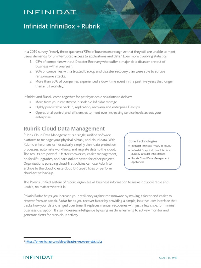 Infinidat Infinibox + Rubrik: Rubrik Cloud Data Management | PDF | Cloud Computing | Backup