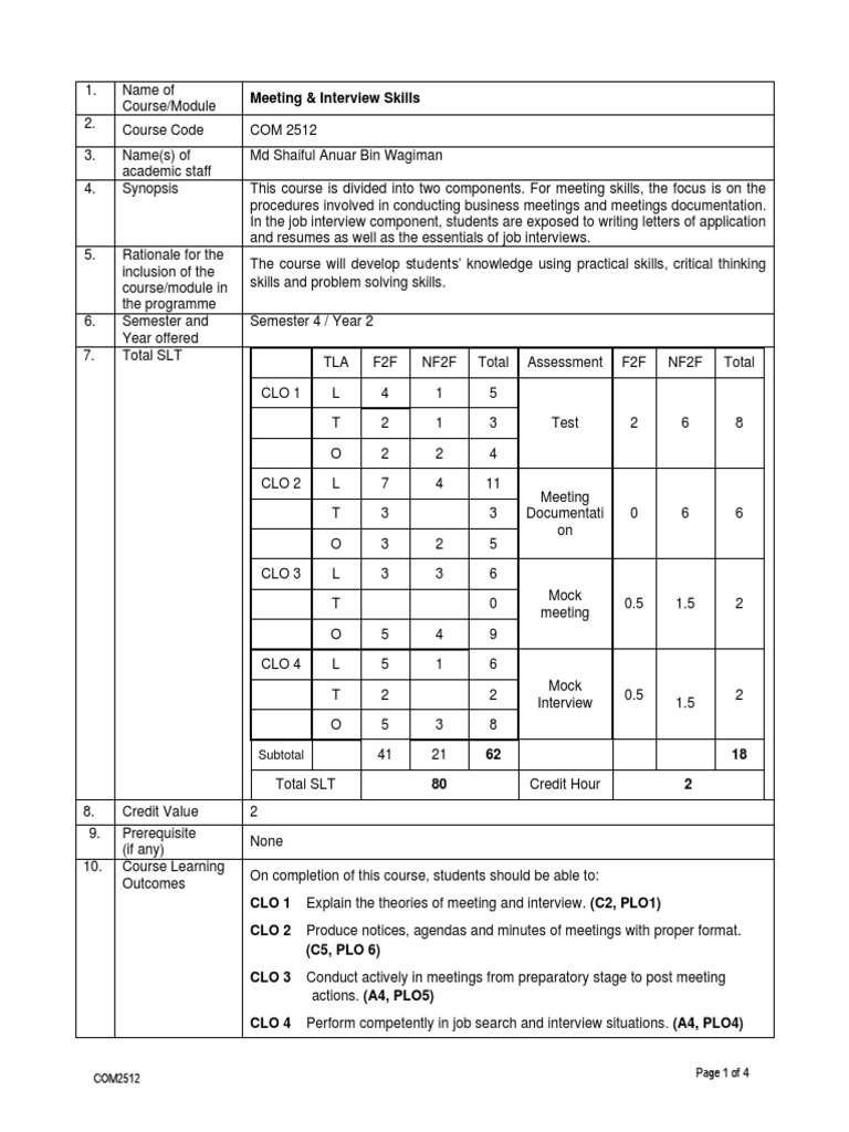 COM 2512-Module - KPMBP PDF | PDF | Committee | Résumé
