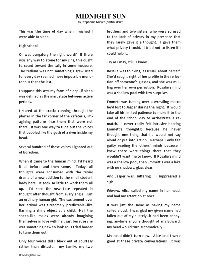 Midnight Sun: Was Any Way To Atone For My Sins, This Ought | PDF