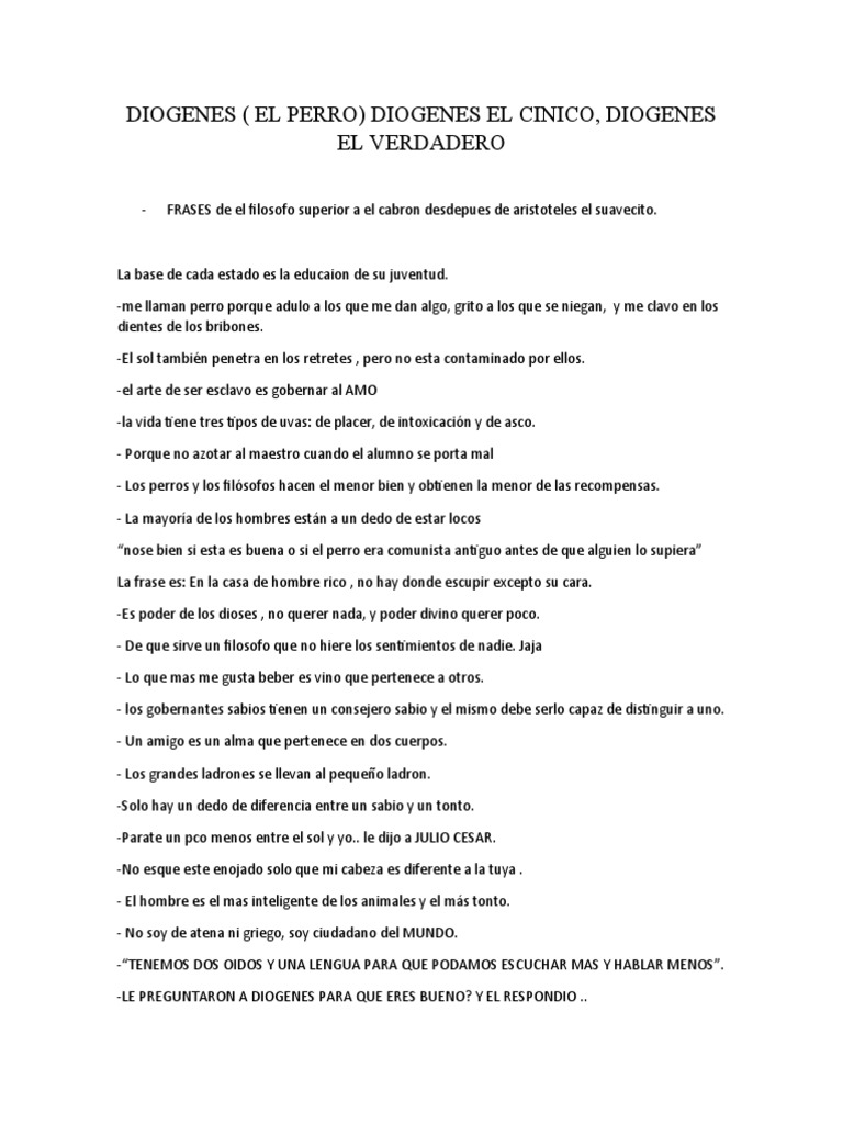 Diogenes Frases"el Perro" | PDF | Science | Ciencia filosófica