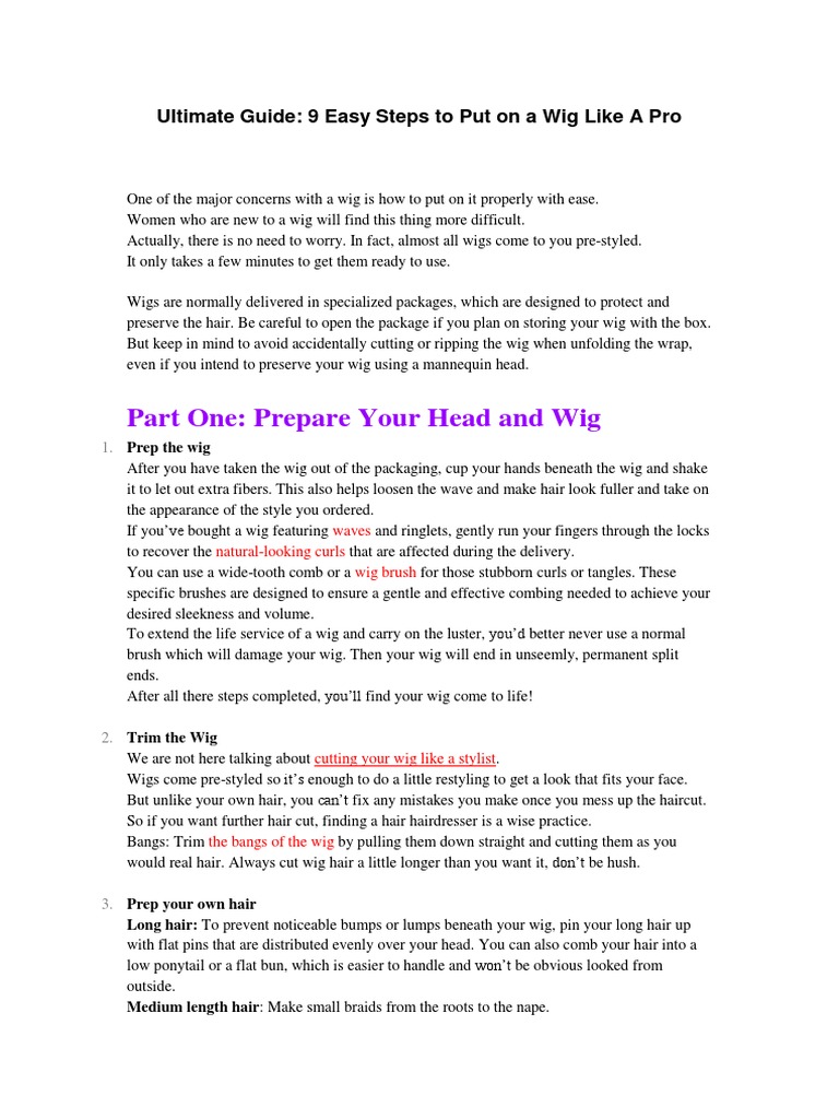 9 Steps to Perfectly Wear a Wig | PDF | Wig | Hairstyle