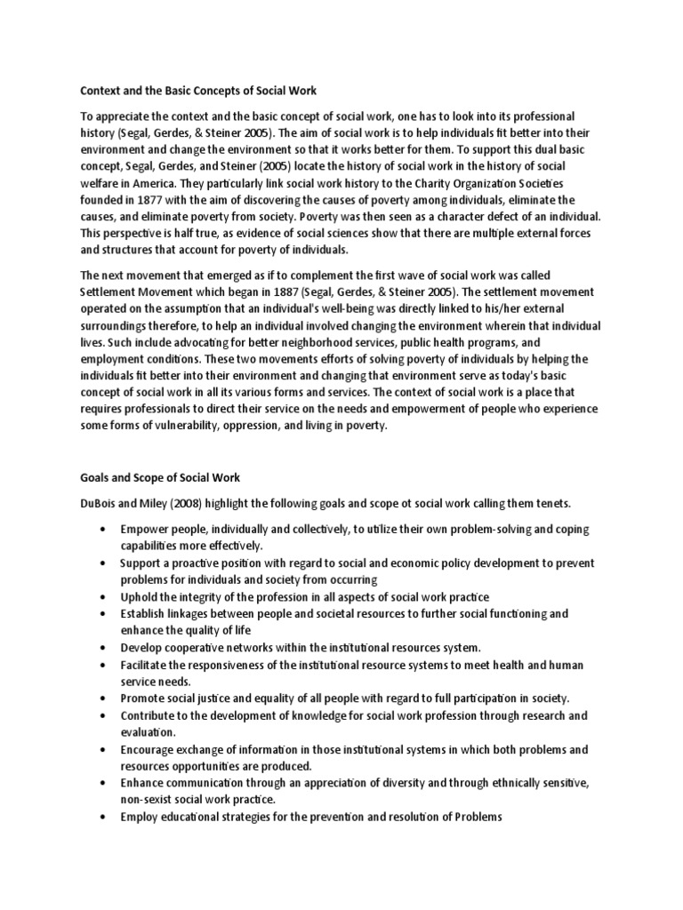 Context and The Basic Concepts of Social Work | PDF | Social Work ...