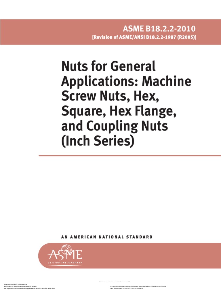Asme B18.2.2 - 2010 | PDF | Screw | Committee