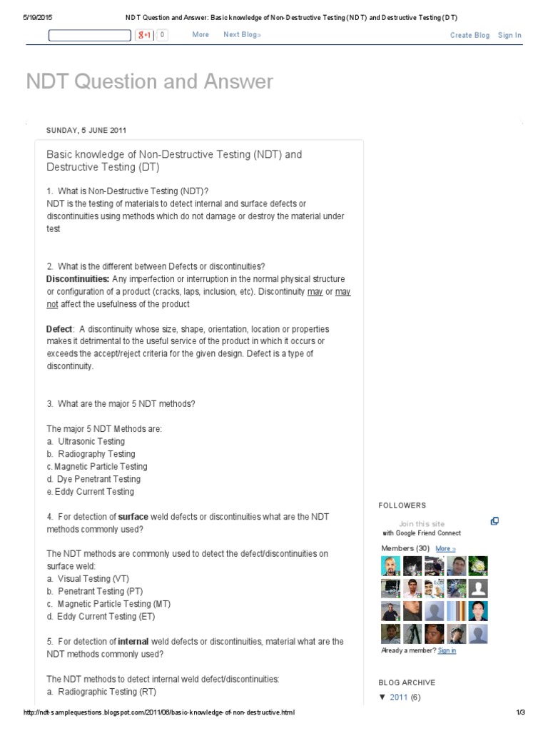 NDT Question and Answer - Basic Knowledge of Non-Destructive Testing ...