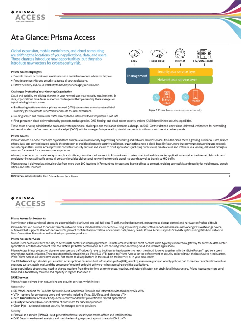 At A Glance: Prisma Access: Security As A Service Layer Network As A ...