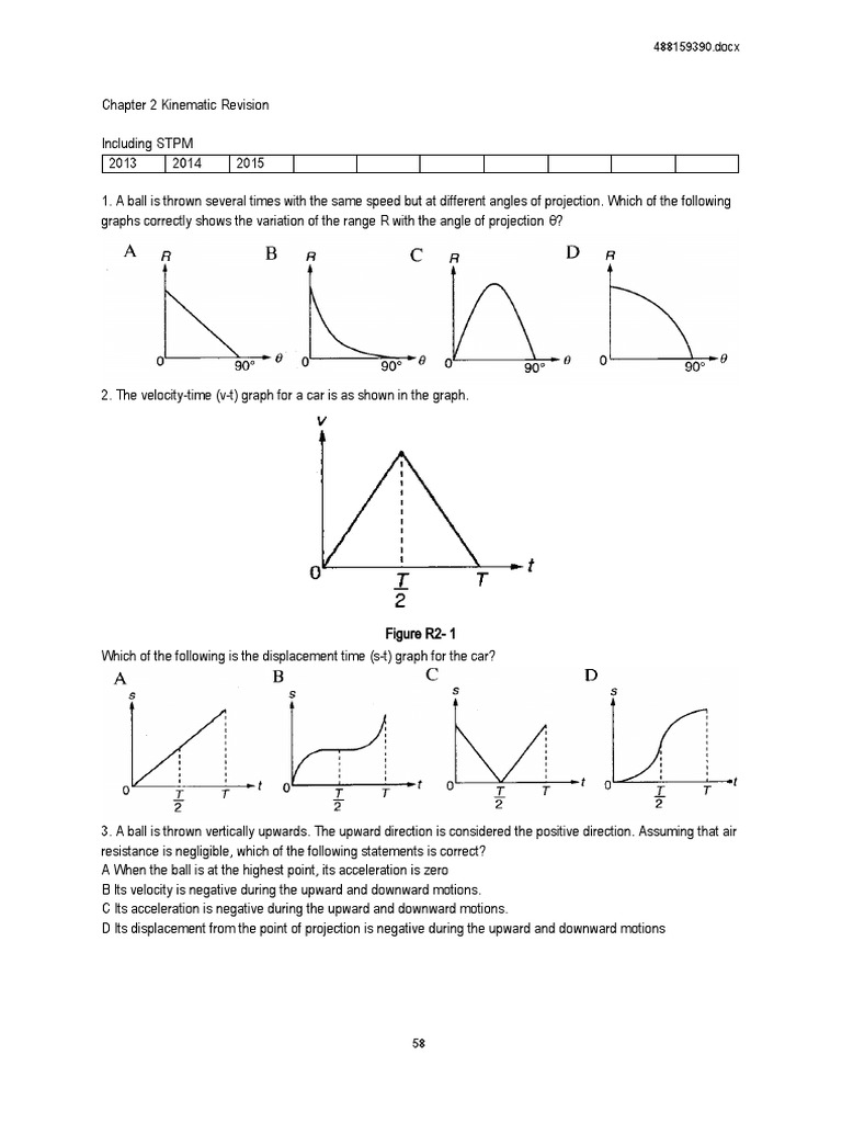 Kinematic Revision and Practice Questions | PDF | Acceleration | Velocity