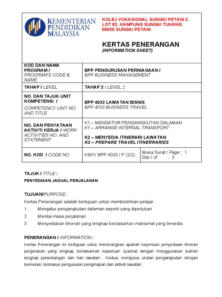 03 K2 - Information Sheet | PDF | Karier & Perkembangan | Bisnis