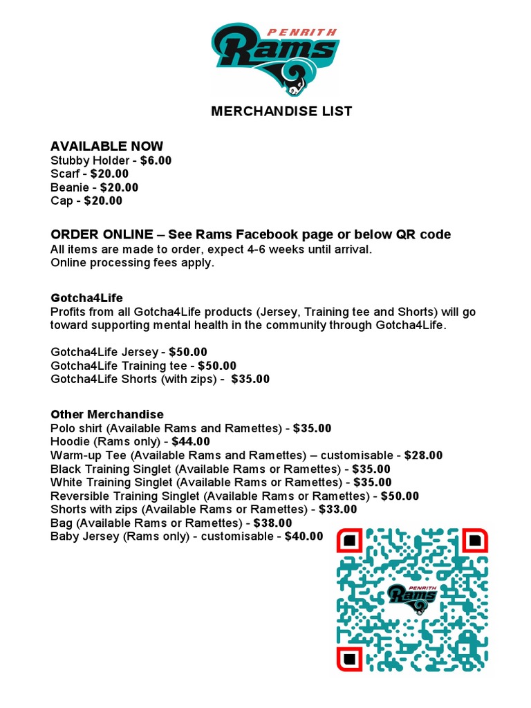 Merchandise List: Available Now | PDF