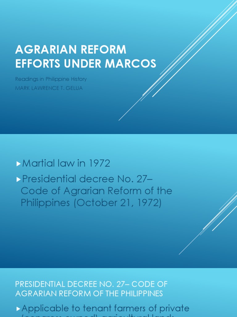Agrarian Reform Under Marcos Overview | PDF | Corazon Aquino | Agriculture