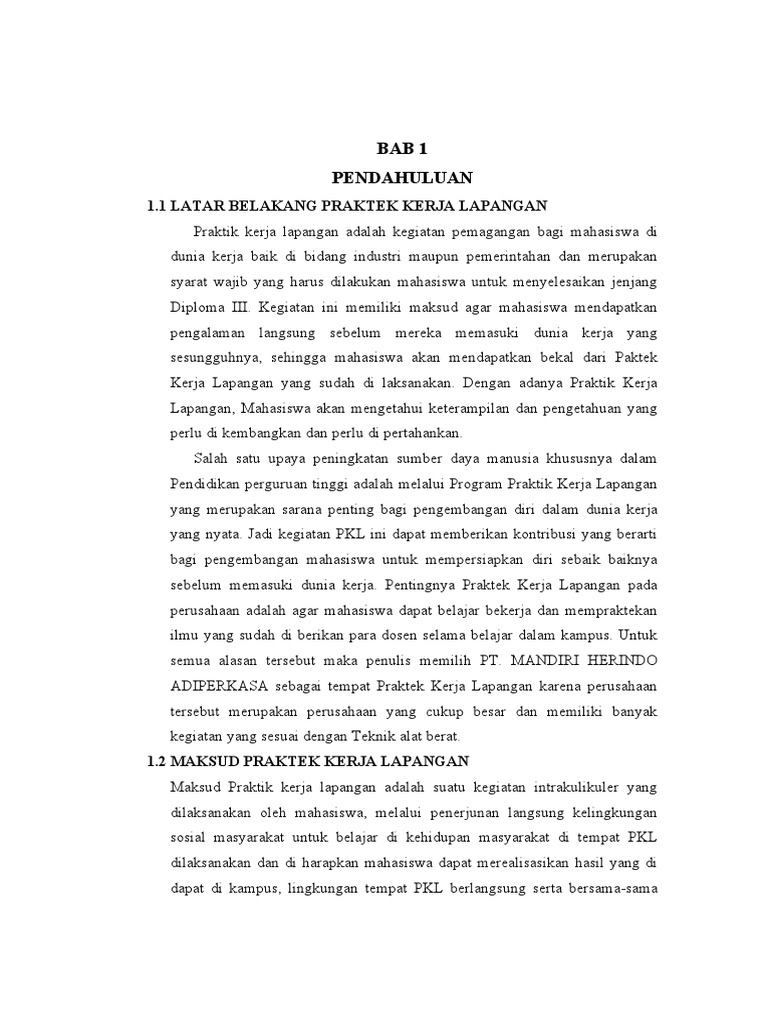 Laporan PK Bab 1 | PDF