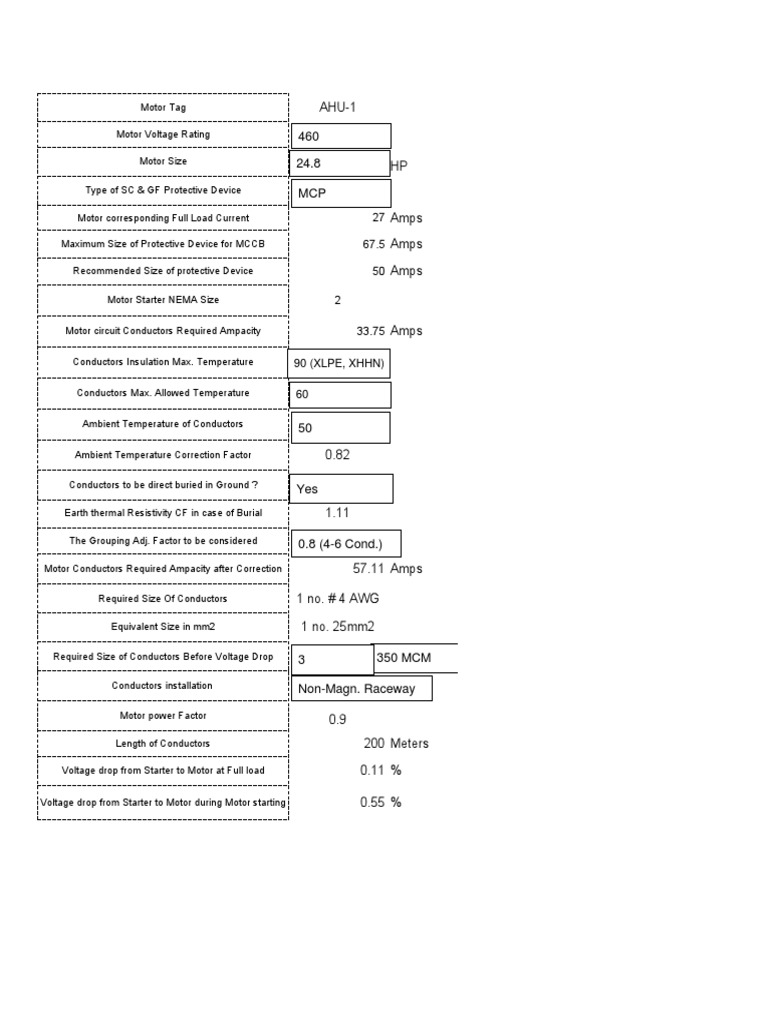 Motor Sizing Calcs | PDF