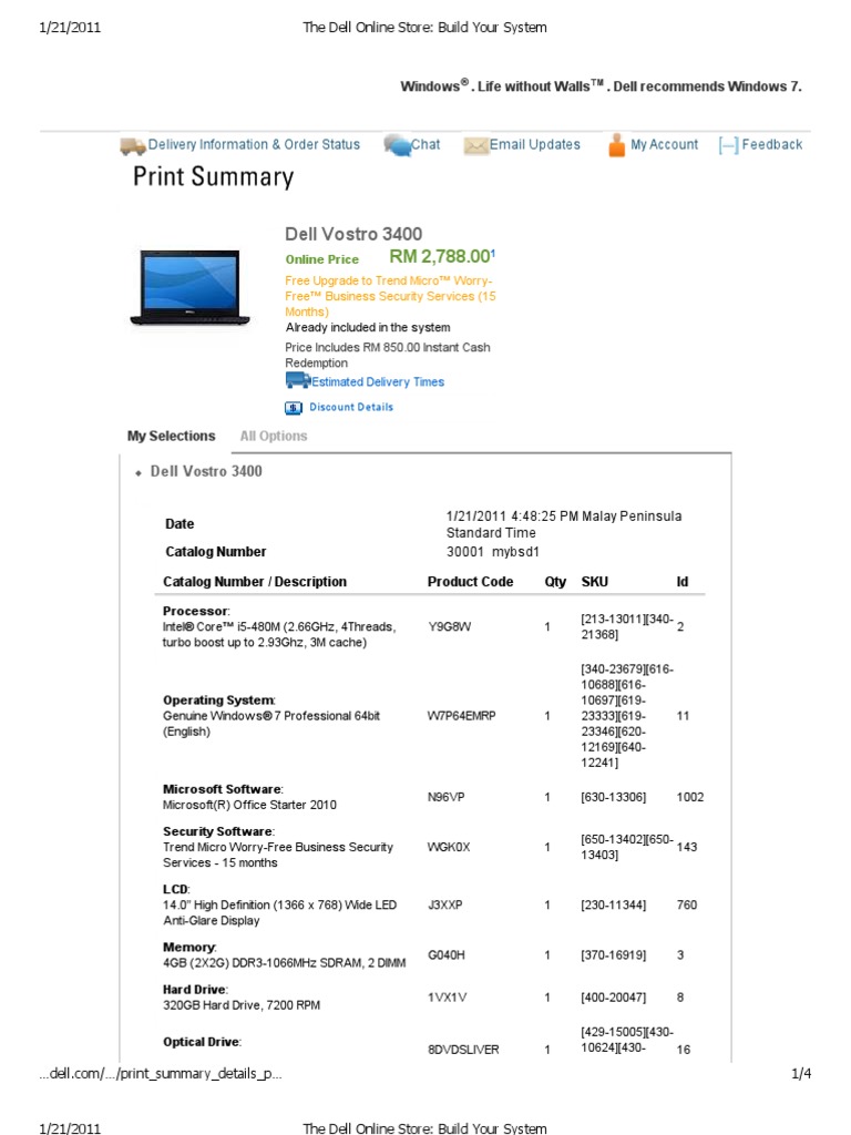 Dell Vostro 3400: Delivery Information & Order Status Chat Email ...