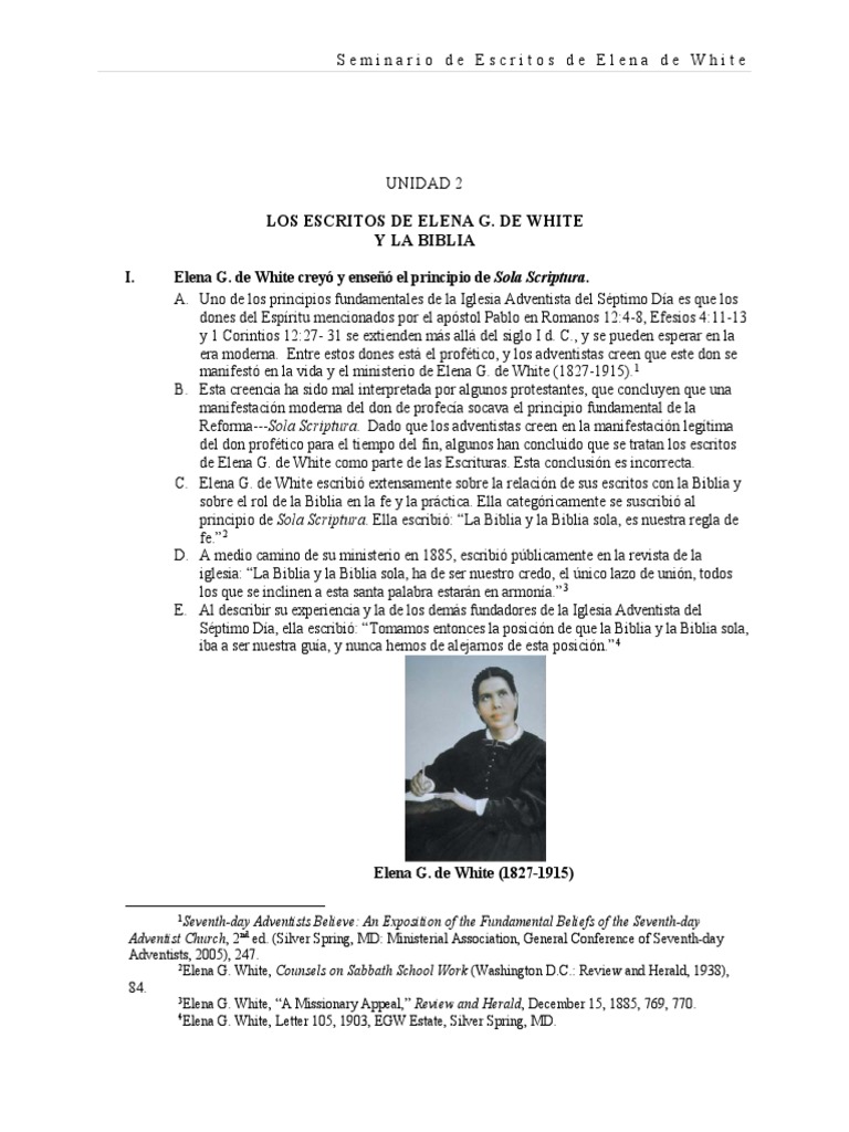 Unidad 2 Los Escritos de Elena G. de White y La Biblia | PDF | Iglesia ...