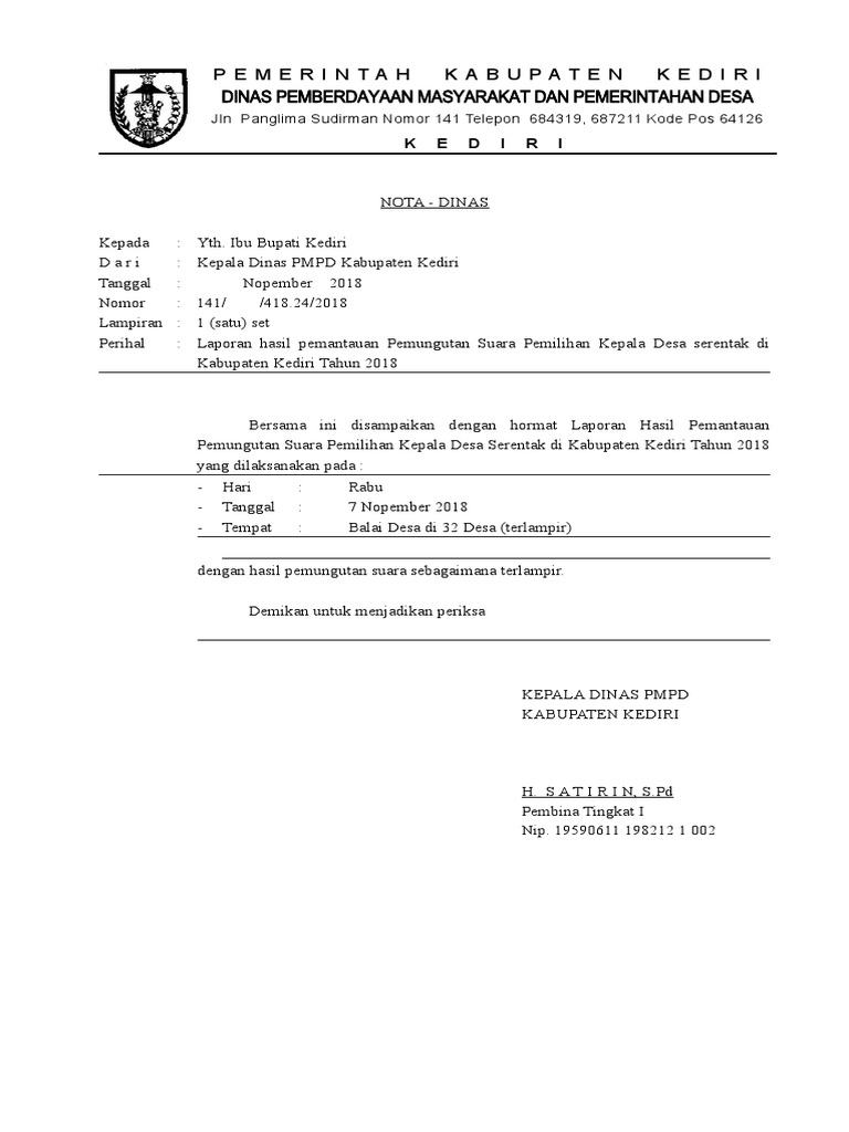 NODIN LAPORAN Hasil Rapat | PDF
