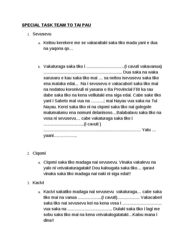 Special Task Team To Tai Pau | PDF
