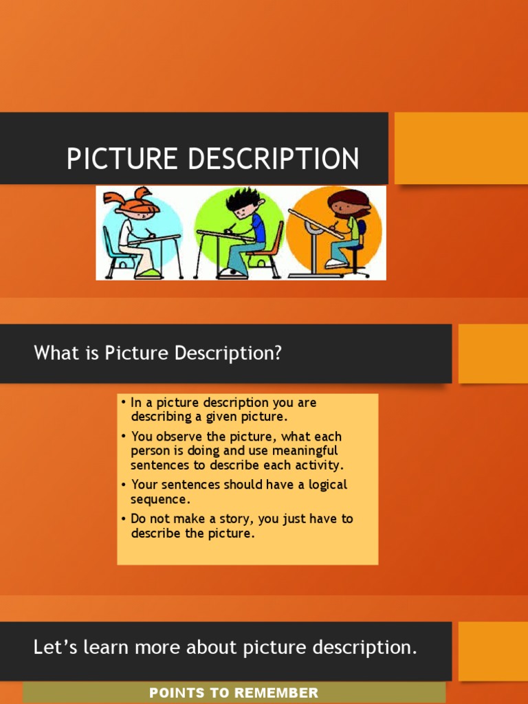 PICTURE DESCRIPTION - Class 4 | PDF