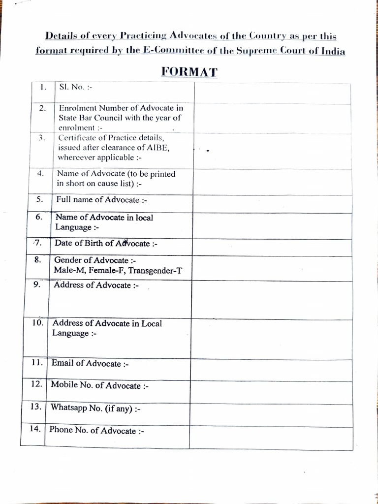 Advocate Registration Details Format | PDF