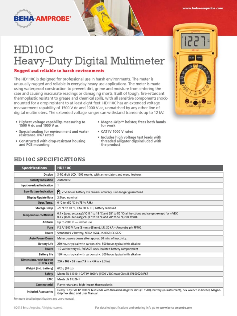 Beha-Amprobe HD110C PDF | PDF | Alternating Current | Electrical Components