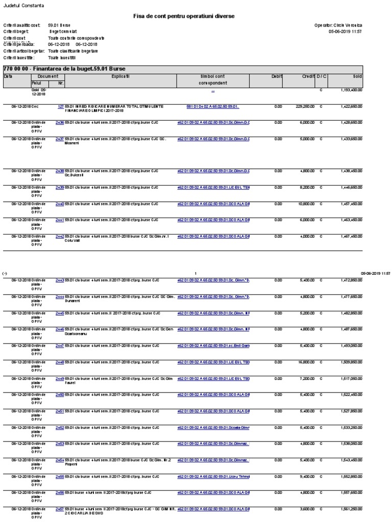 Fisa de Cont Pentru Operatiuni Diverse | PDF
