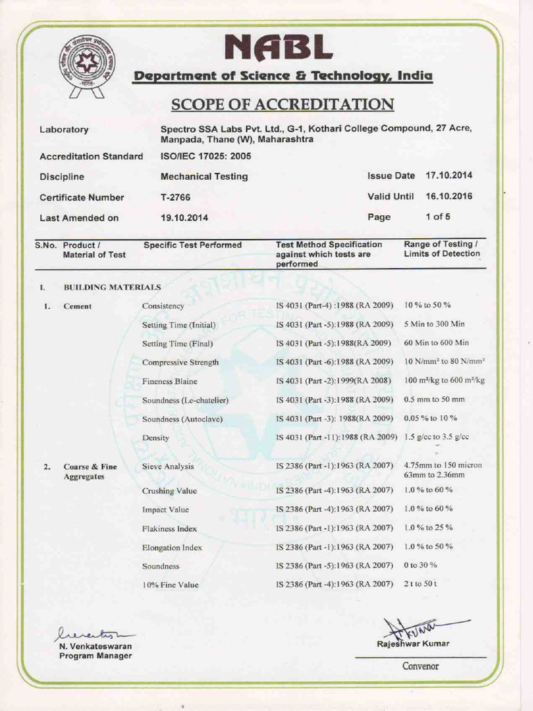 NABL Scope (Mechanical) | PDF