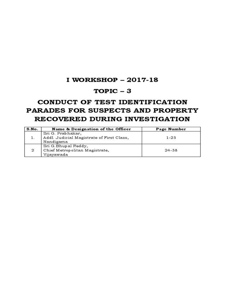 Test Identification Parade Notes | PDF | Bail | Criminal Procedure In ...