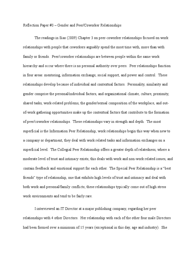 COMM 615 Reflection Paper #3 - Interpersonal Communications in The ...