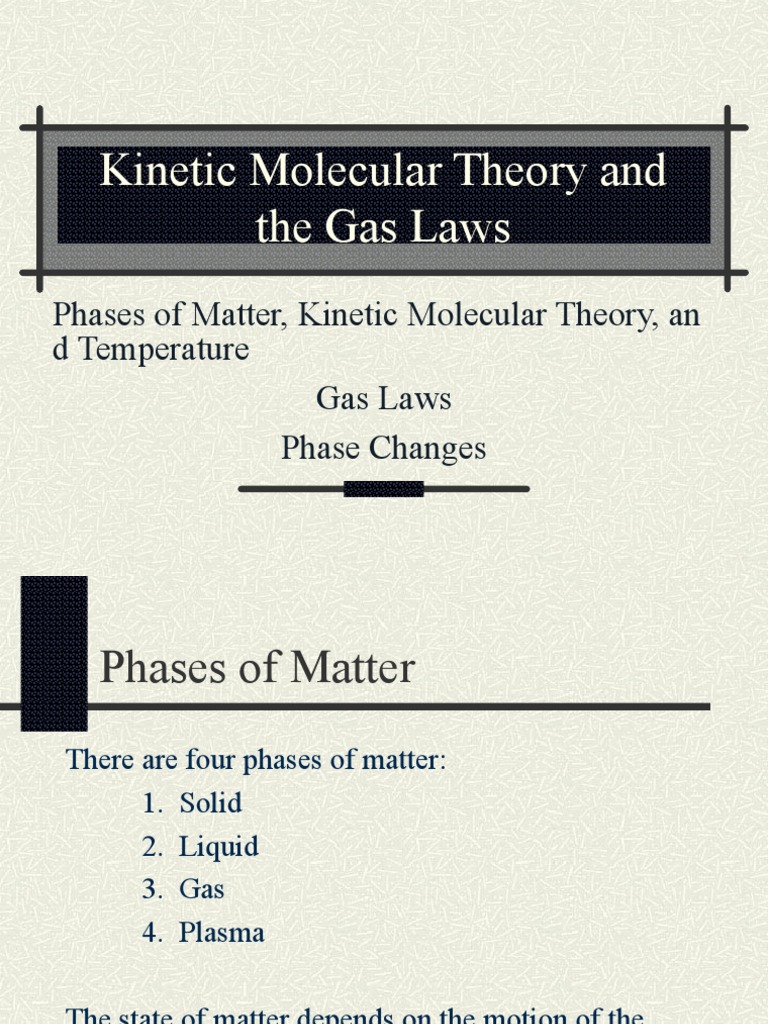 Kinetic Molecular Theory and The Gas Laws | PDF | Gases | Temperature