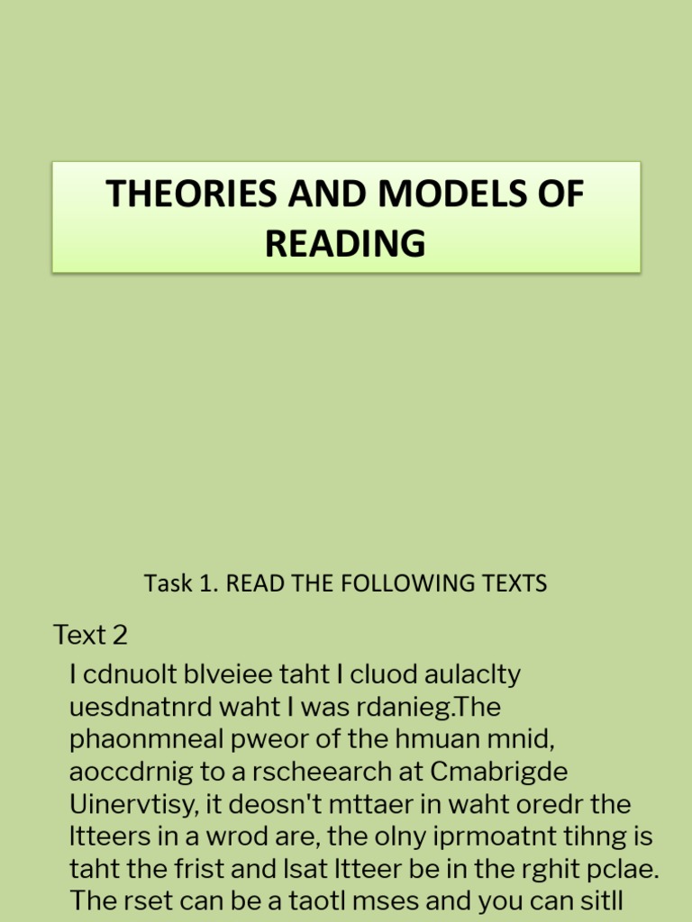 Theories and Models of Reading | PDF | Schema (Psychology) | Top Down ...