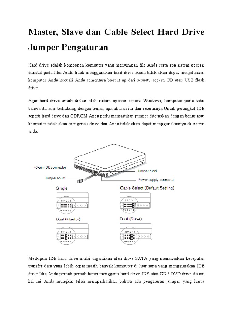 Panduan Jumper Hard Drive IDE dan SATA | PDF