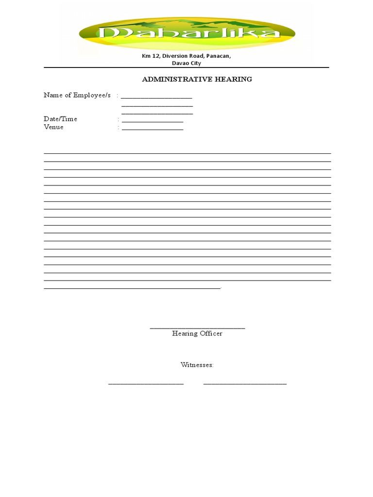Admin Hearing Form (Maharlika) | PDF