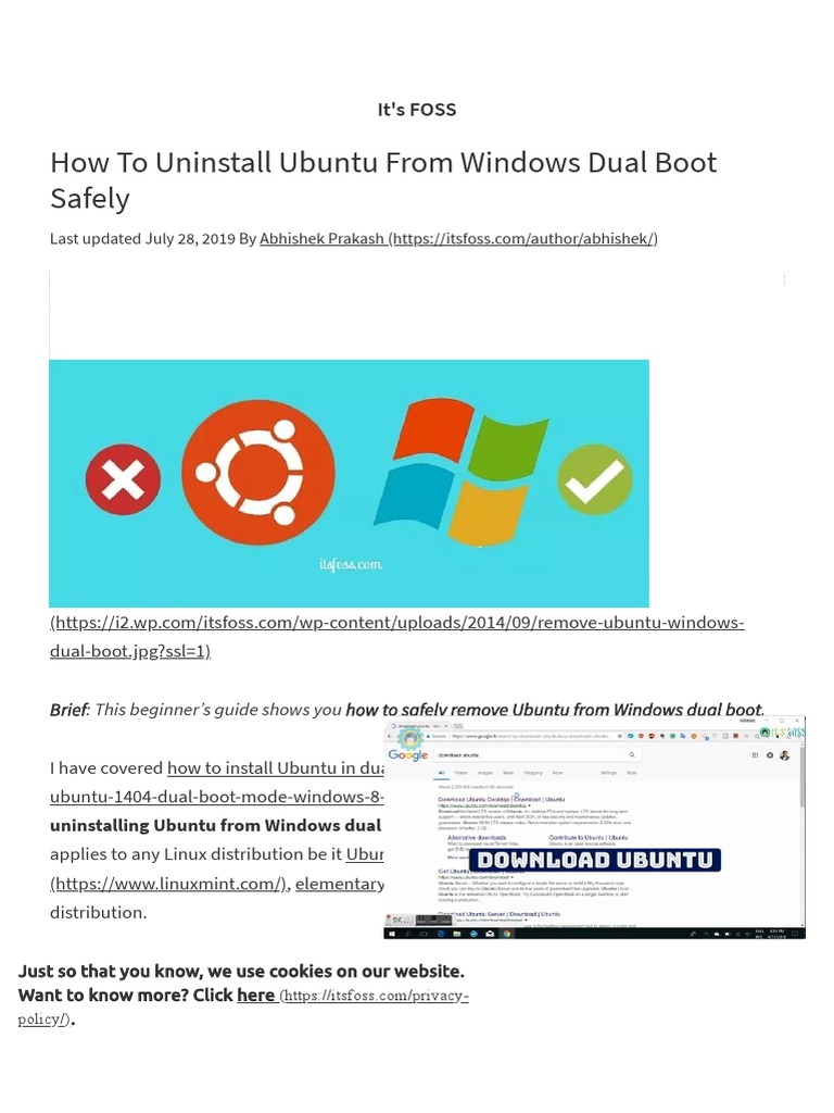 How To Uninstall Ubuntu From Windows Dual Boot Safely - It's FOSS PDF ...