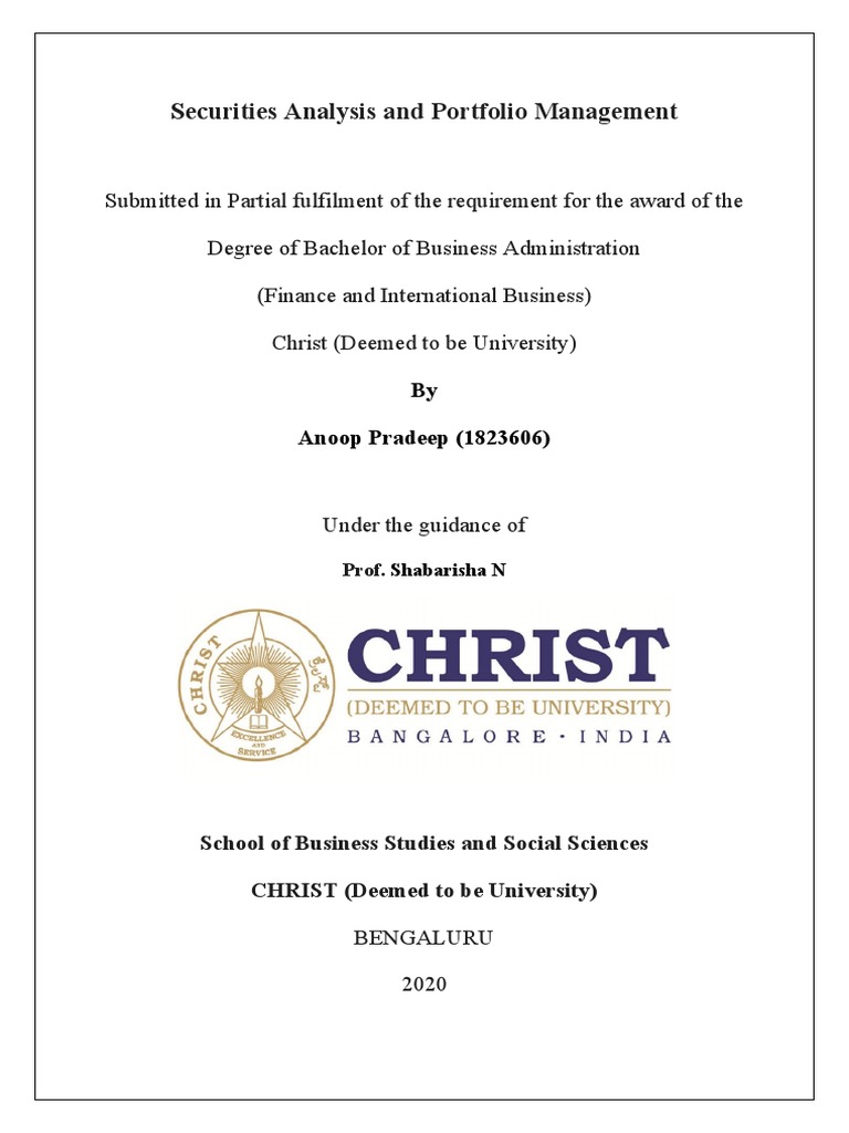 Securities Analysis and Portfolio Management | PDF | Beta (Finance ...