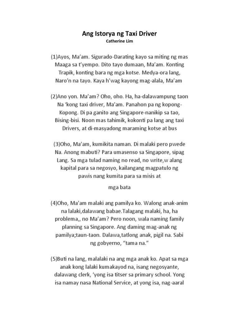 Ang Istorya NG Taxi Driver | PDF