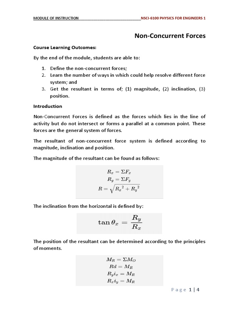 9 Non-Concurrent Force | PDF | Force | Euclidean Vector