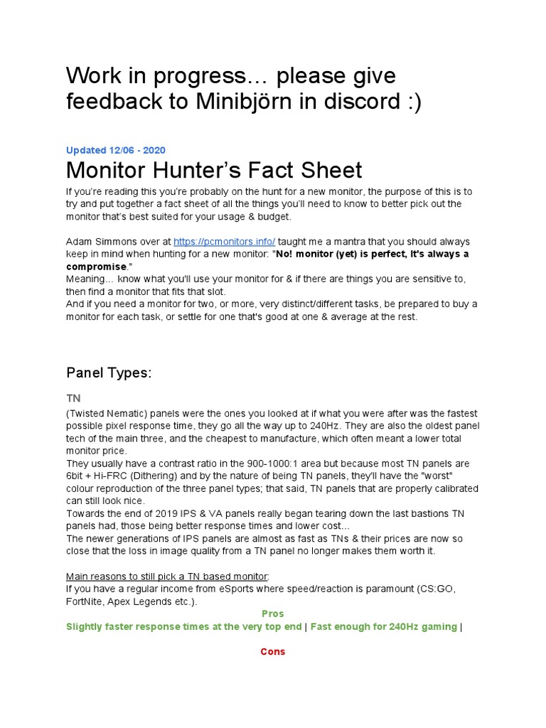 Monitor Buying Guide and Tips | PDF | Computer Monitor | Display Resolution