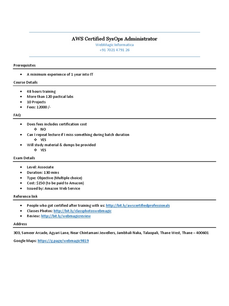 AWS Certified SysOps Administrator | PDF | Amazon Web Services | Distributed Computing Architecture