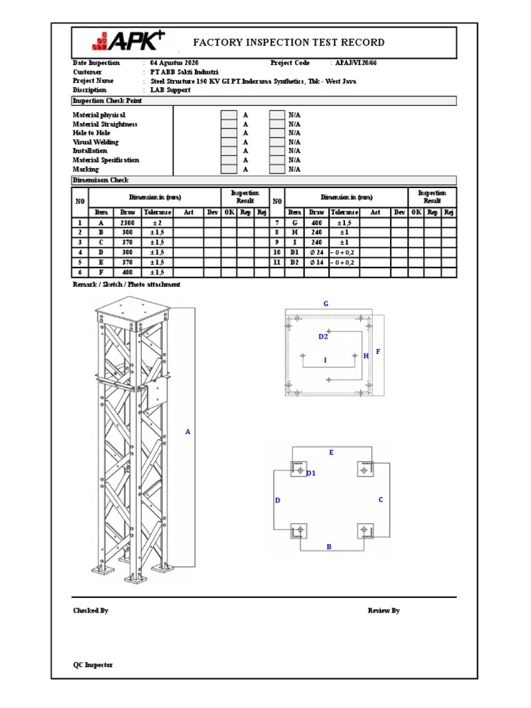 Factory Inspection Test Record:: APAJ/VI.20/66 | PDF | Business Process ...