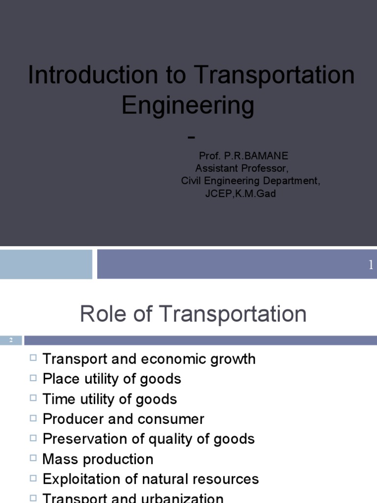 Introduction To Transportation Engineering | PDF | Mode Of Transport ...