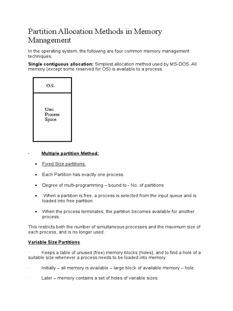 Partition Allocation Methods in Memory Management | PDF | Computer ...