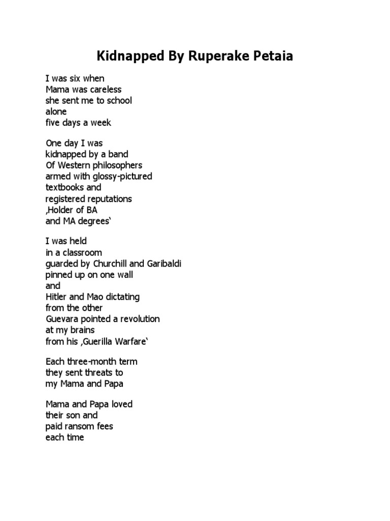Kidnapped by Ruperake Petaia | PDF | Colonialism | Grandparent